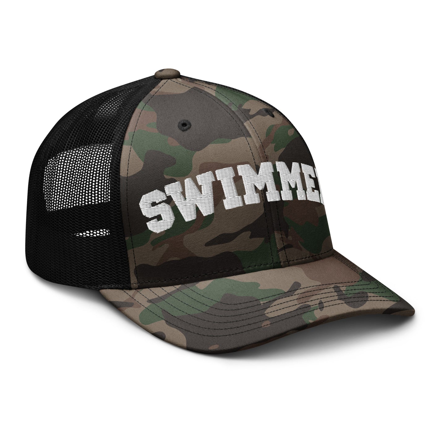 Swimmers Camouflage Retro Mesh Trucker Hat by TrendySwimmer