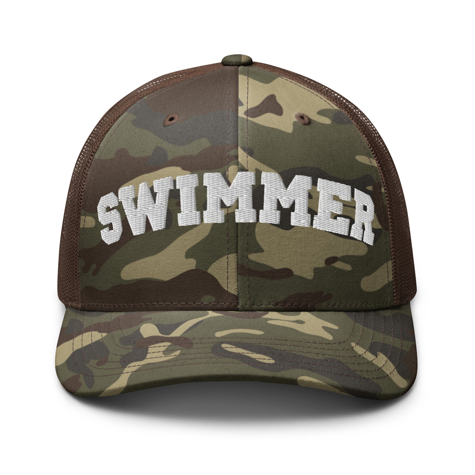 Swimmers Camouflage Retro Mesh Trucker Hat by TrendySwimmer