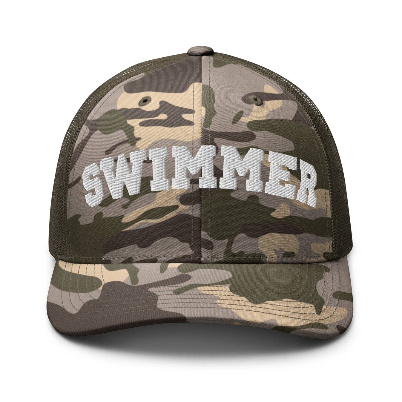Swimmers Camouflage Retro Mesh Trucker Hat by TrendySwimmer