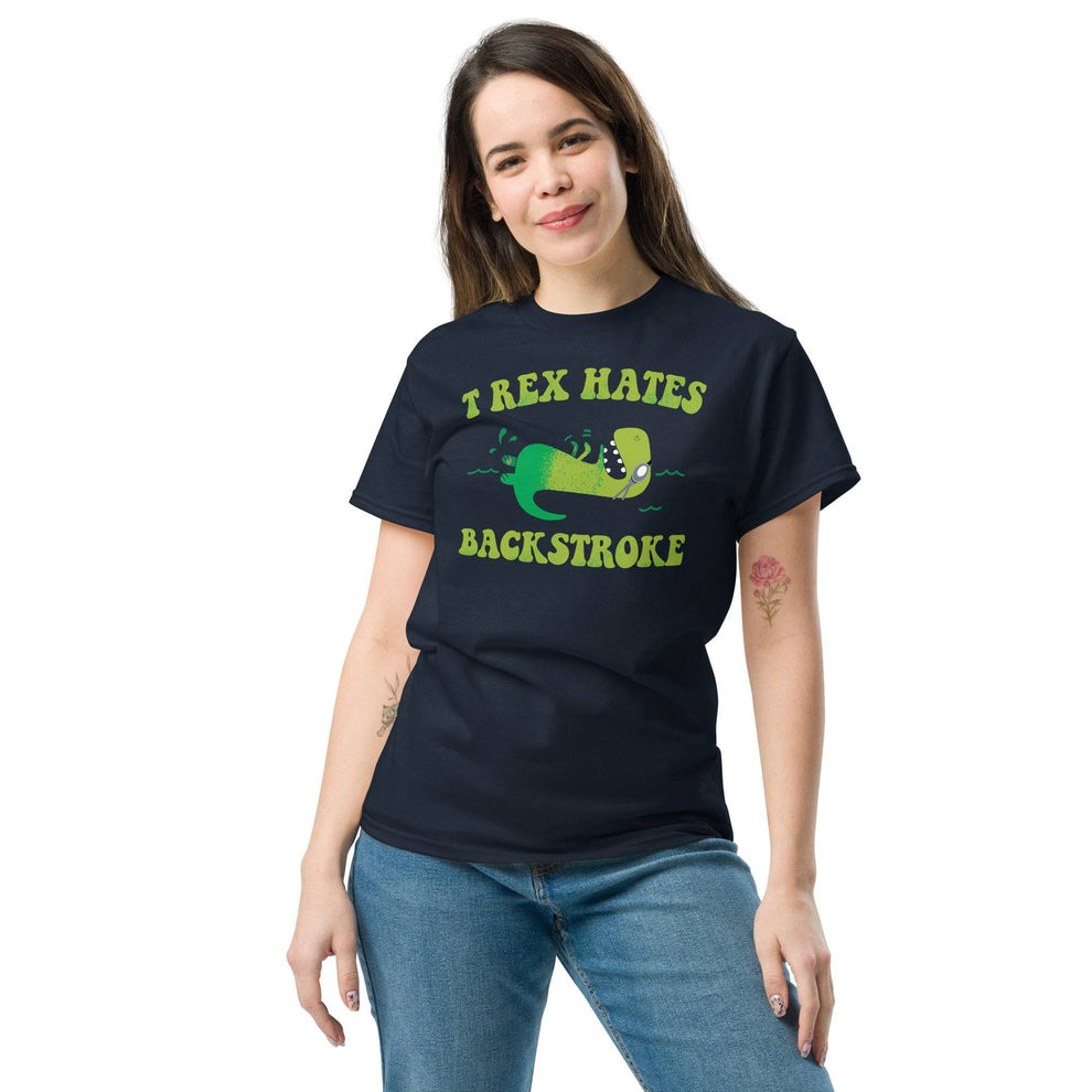 T Rex Hates Backstroke Funny Swimmer Dinosaur Unisex T-Shirt ...